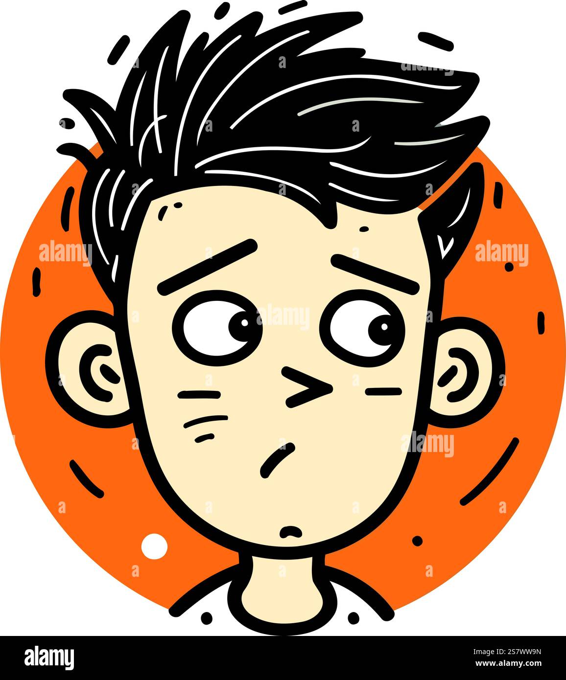 Vector illustration of a young man with a sad face. Emotions Stock ...