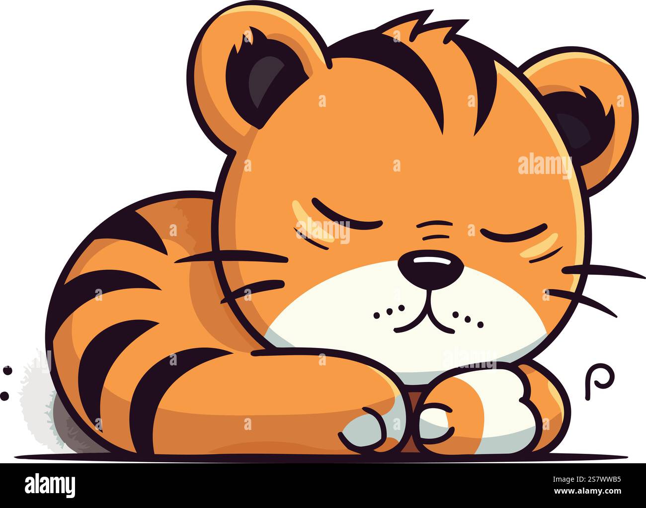 Cute cartoon tiger sleeping. Vector illustration isolated on white ...