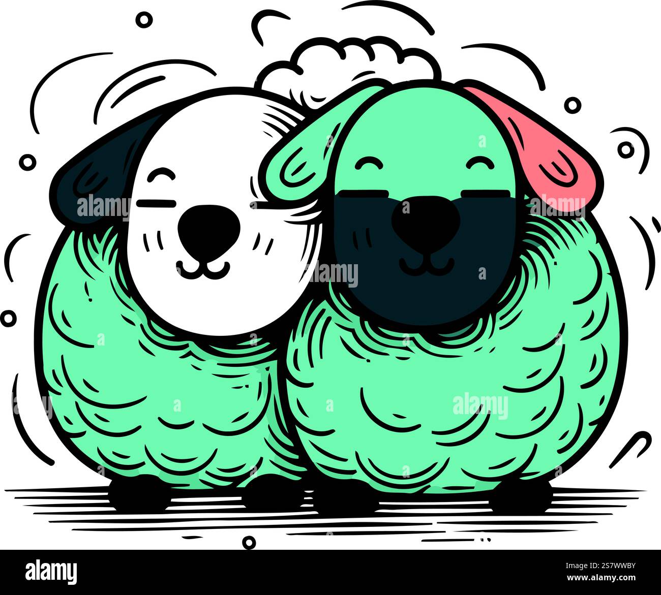 Cute cartoon doodle sheep. Hand drawn vector illustration Stock Vector ...