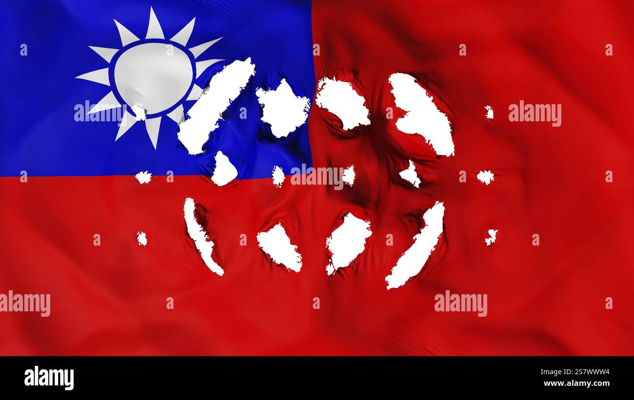 Taiwan flag with a small holes, white background, 3d rendering Stock ...