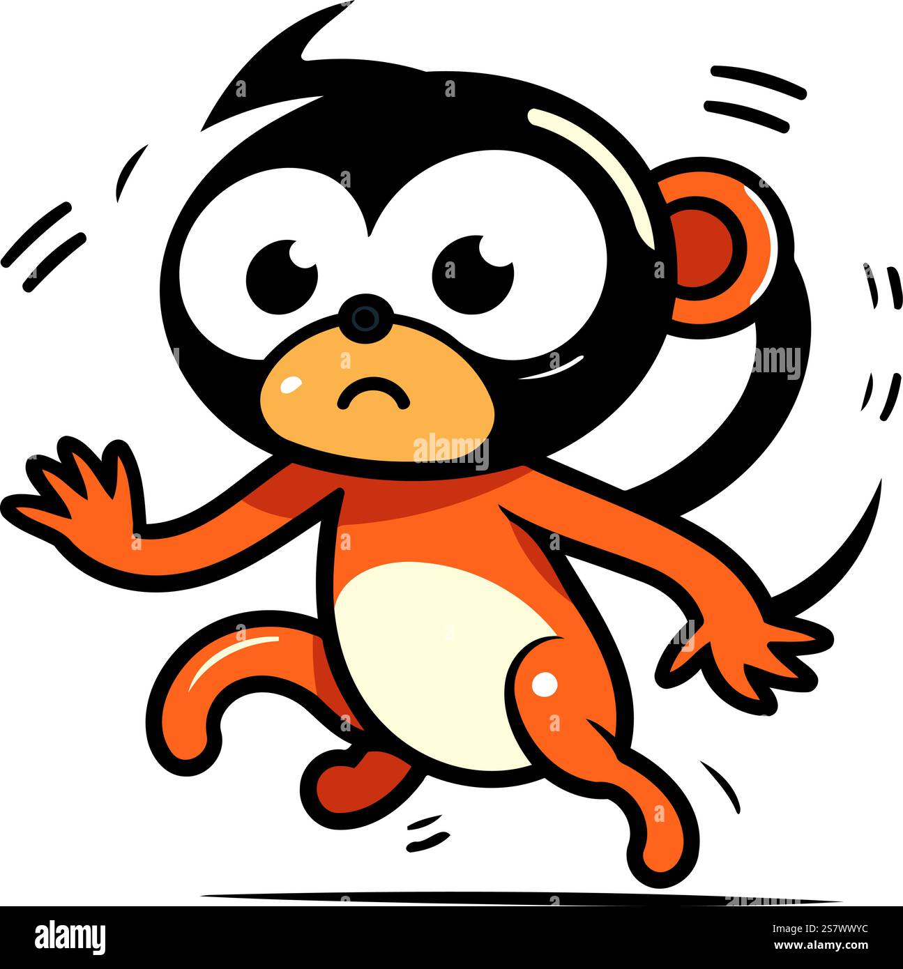 Cartoon monkey running vector illustration isolated on white background ...