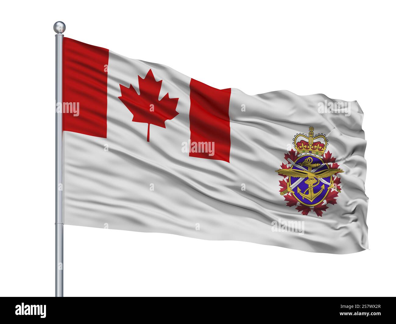 Canadian Forces Flag On Flagpole, Isolated On White Background Stock ...