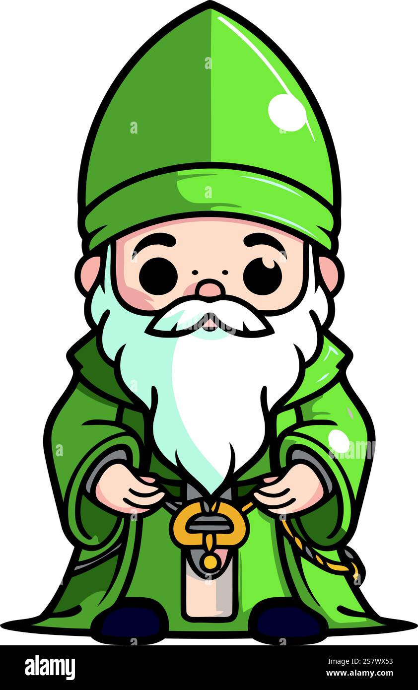 Cute cartoon gnome with a sword in his hand. Vector illustration Stock ...