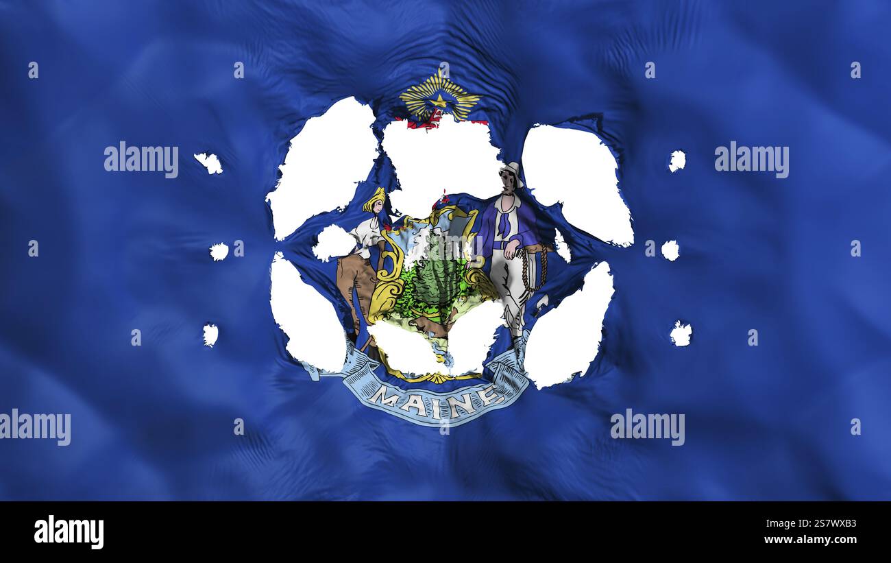 Holes in Maine state flag, white background, 3d rendering Stock Photo ...