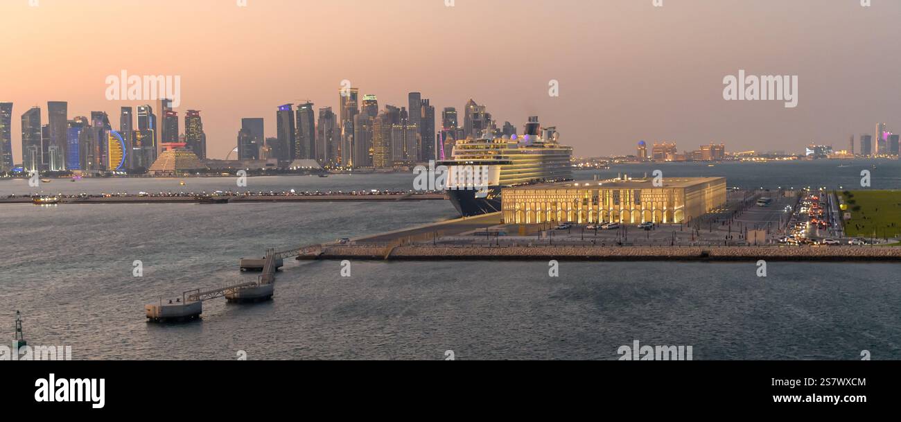 Doha, Qatar - January 4, 2025: An aerial view of the bustling cruise ...