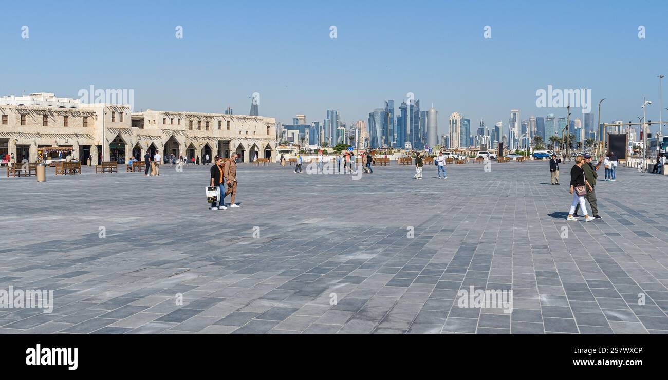 Doha, Qatar - January 4, 2025: The bustling public square in front of ...