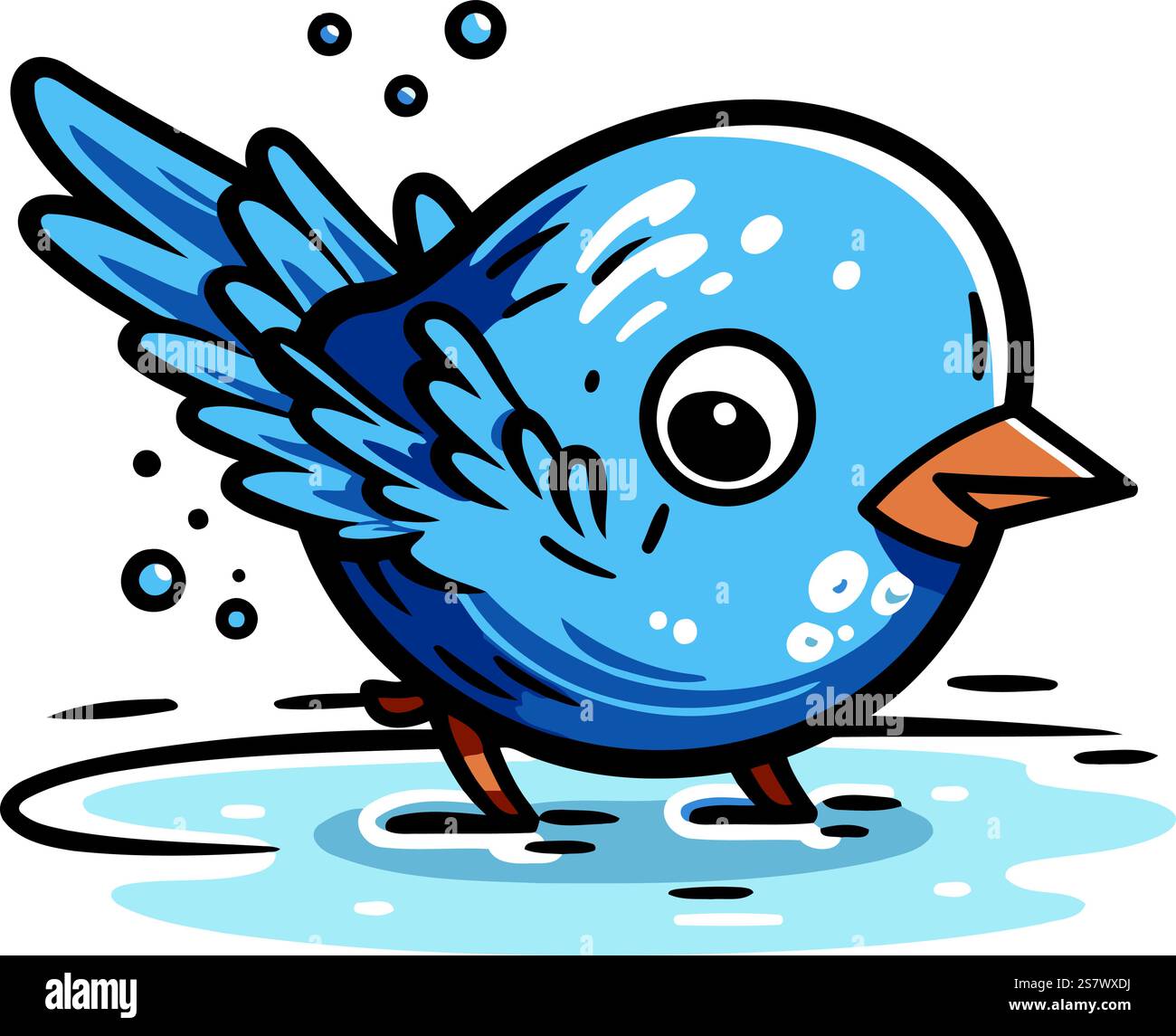 Cartoon blue bird isolated on a white background. Vector illustration ...