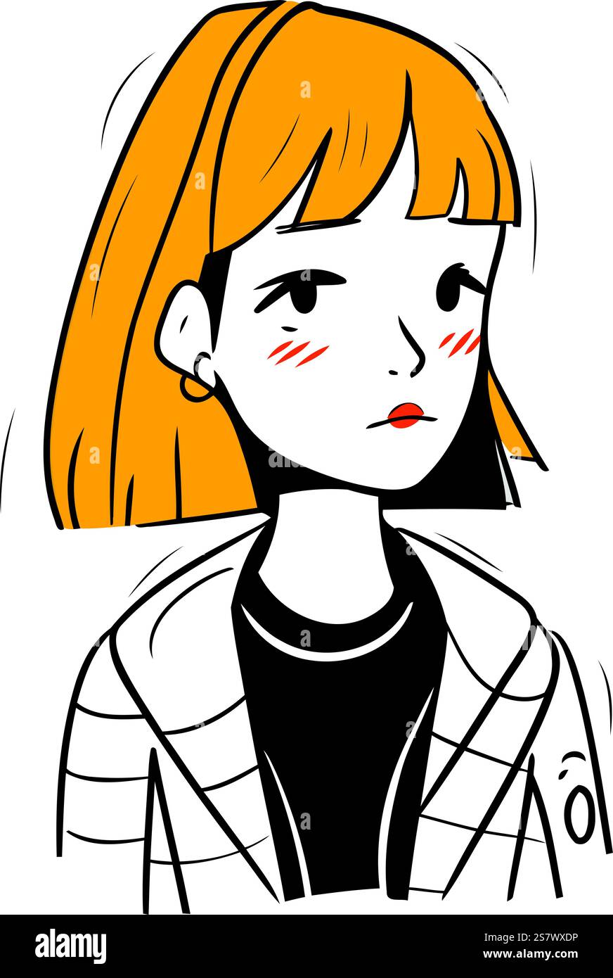 Vector illustration of a woman in comics style. The girl is sad Stock ...