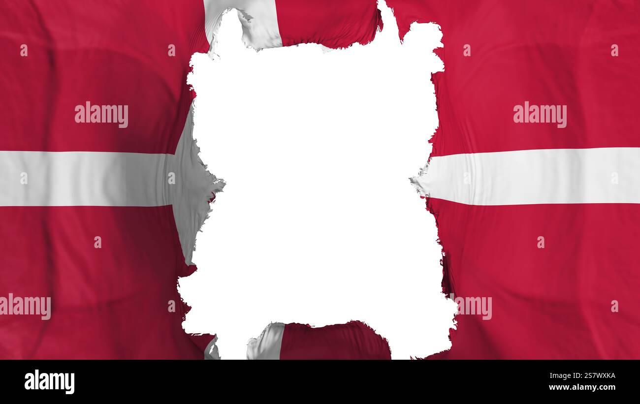 Ripped Denmark flying flag, over white background, 3d rendering Stock ...