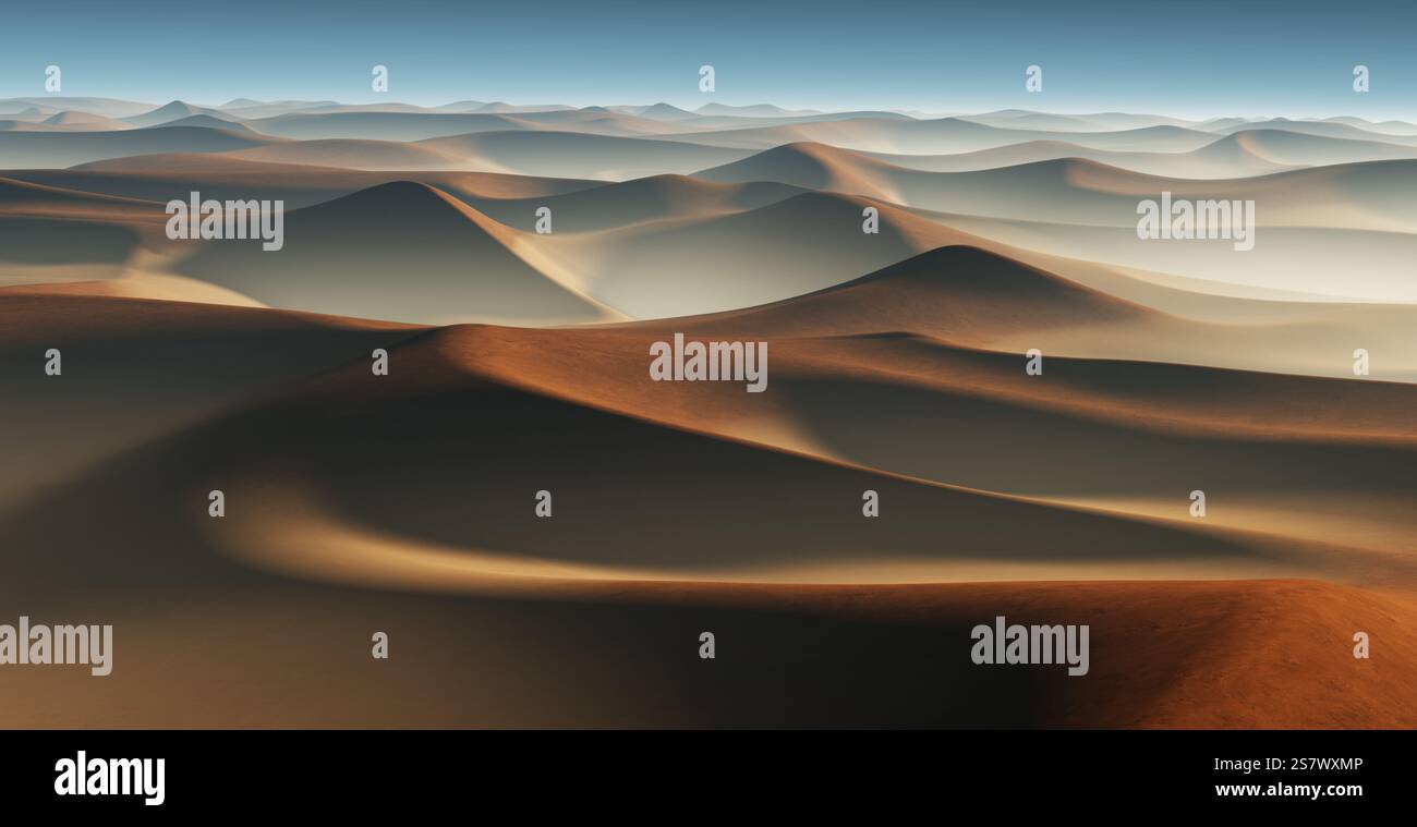 3D Fantasy desert landscape with great sand dunes Stock Photo - Alamy