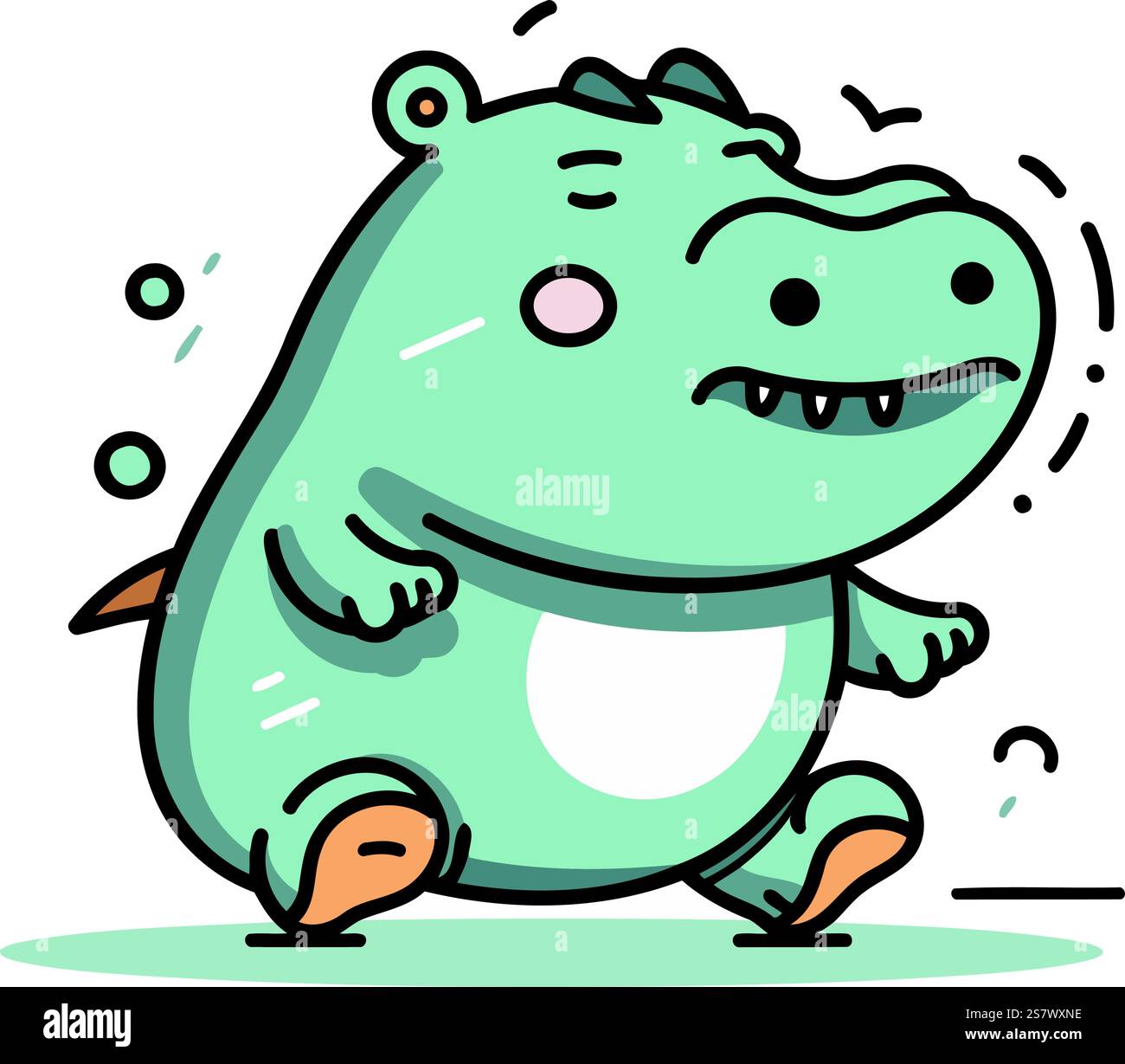Cute hippopotamus running. Vector illustration in cartoon style Stock ...
