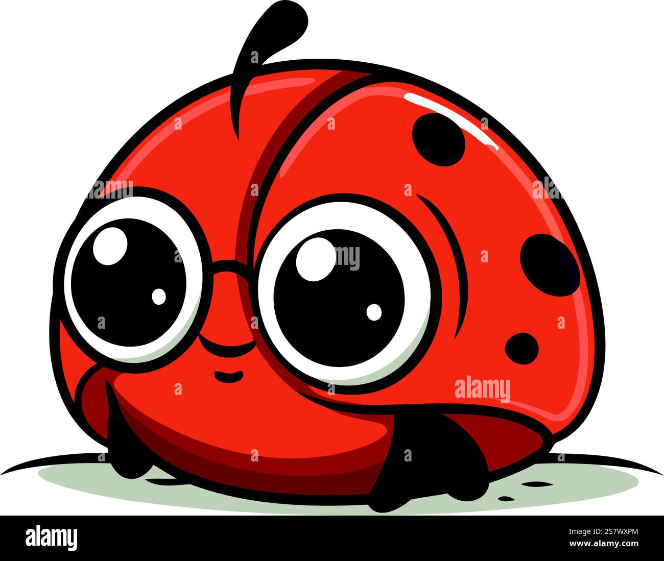 Cute cartoon ladybug with big eyes. Vector illustration isolated on ...