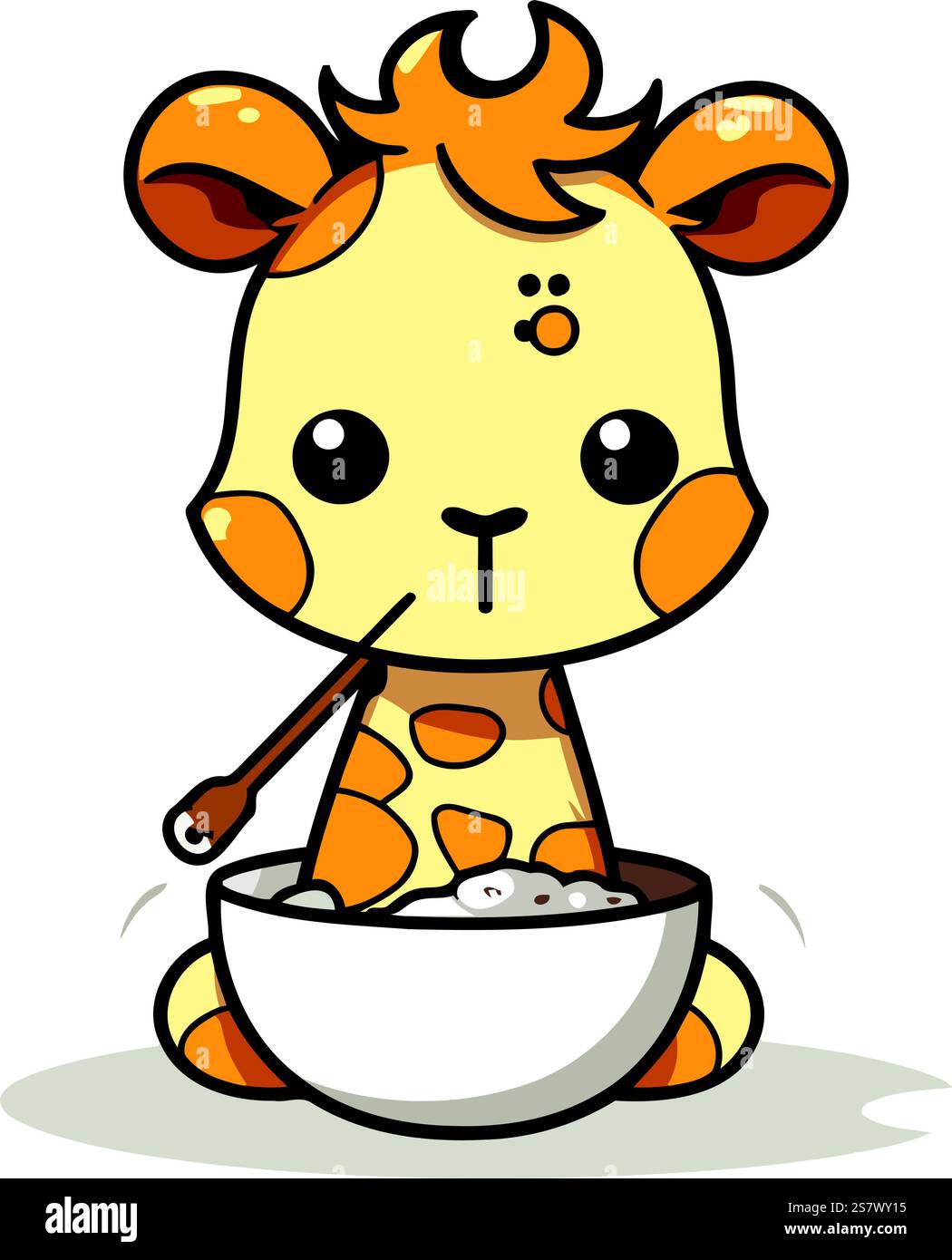 Cute Giraffe Eating Milk Cartoon Mascot Character Vector Illustration ...