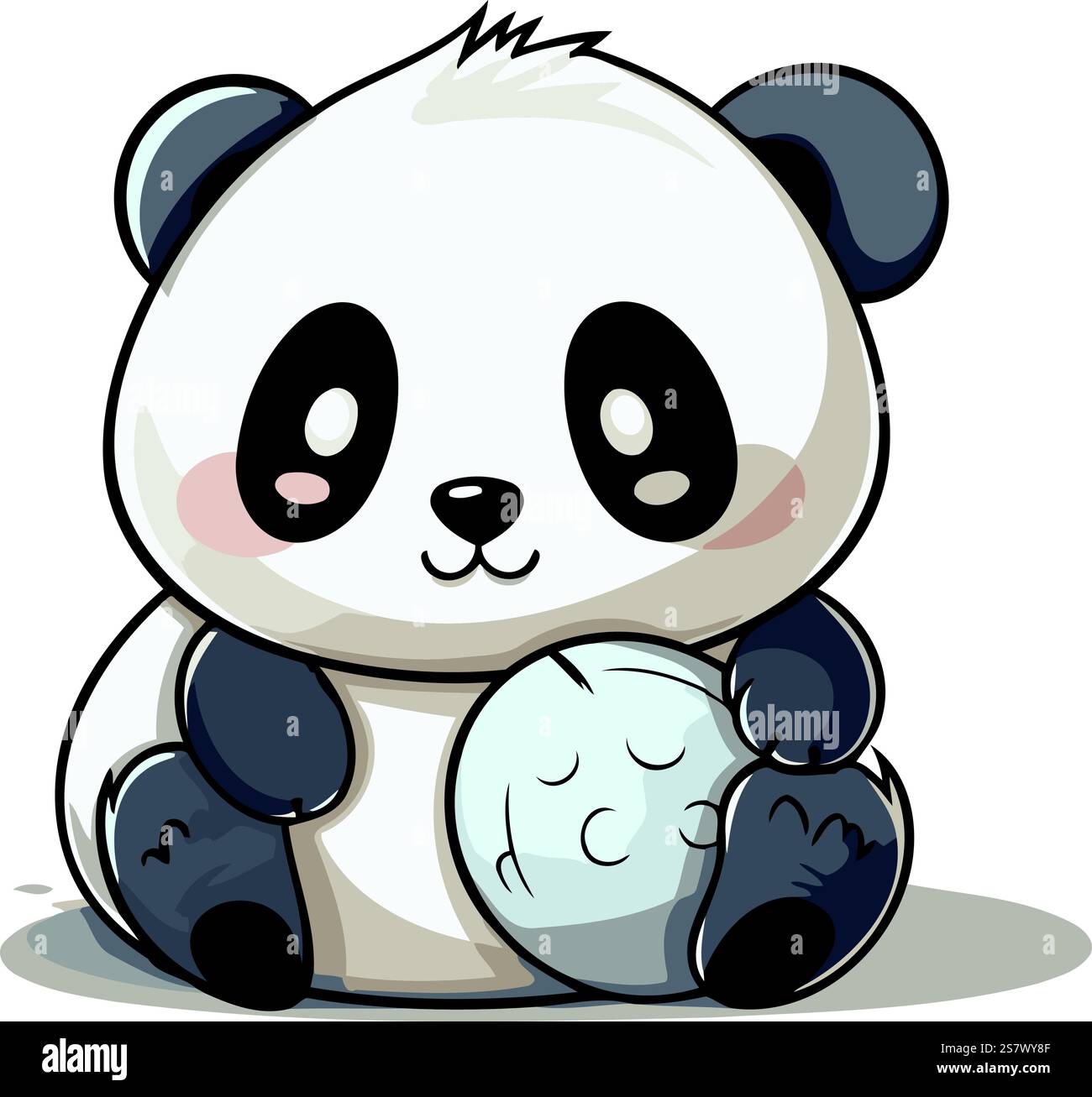 Cute cartoon panda holding a tennis ball. Vector illustration Stock ...