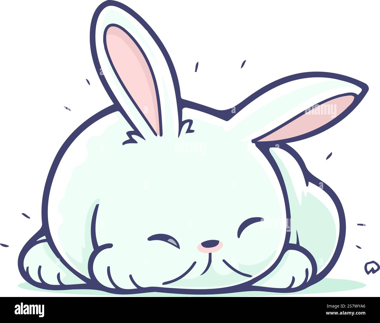 Cute white rabbit lying on the floor. Vector cartoon illustration Stock ...