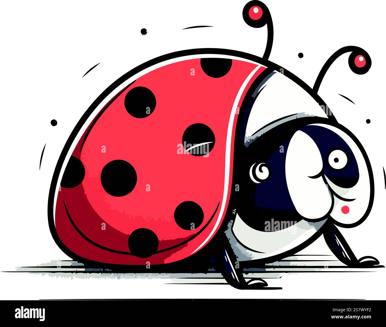 Cute ladybug cartoon vector illustration. Hand drawn ladybug Stock ...