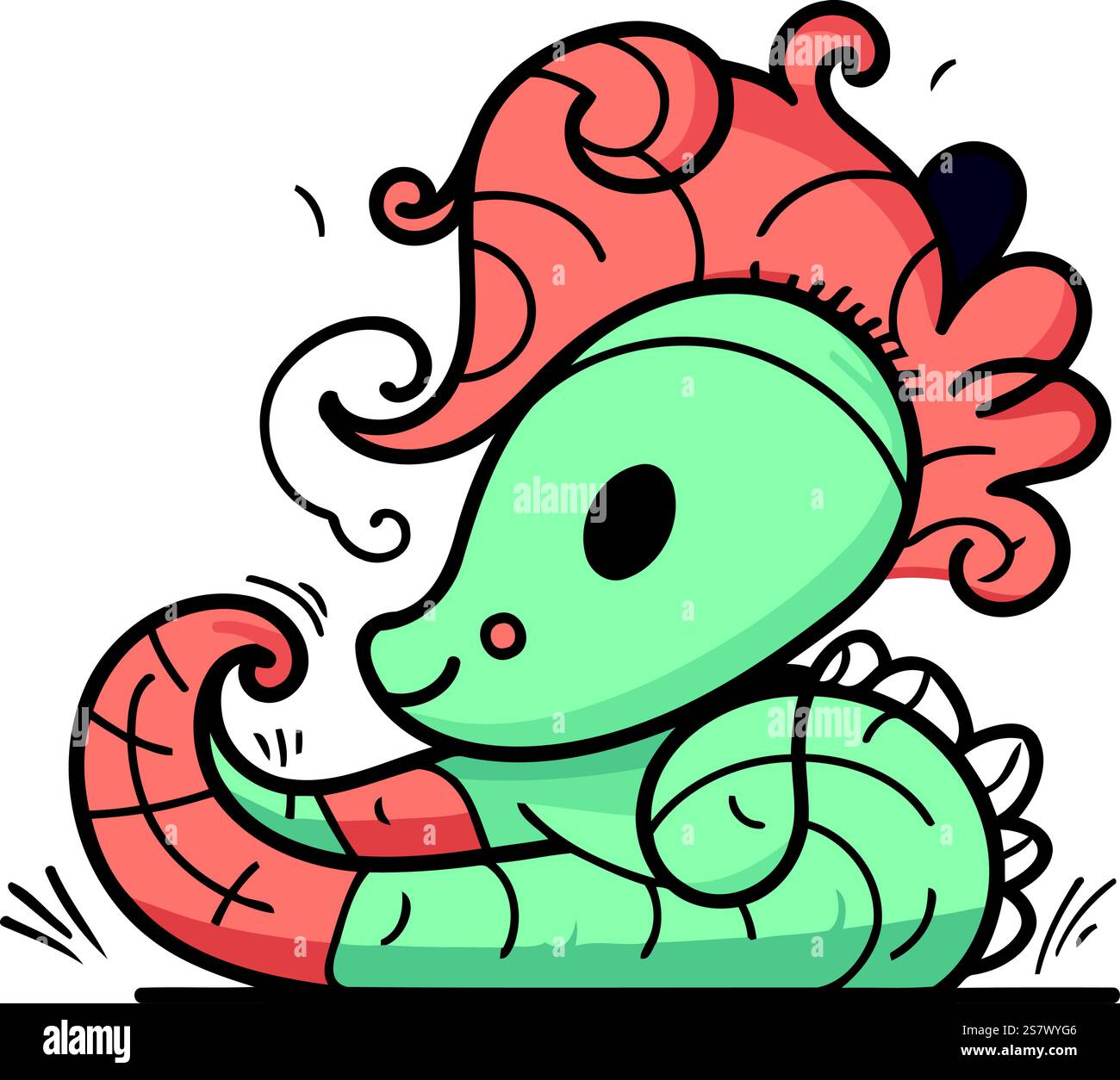 Cartoon funny sea monster. Vector illustration of a sea monster Stock ...
