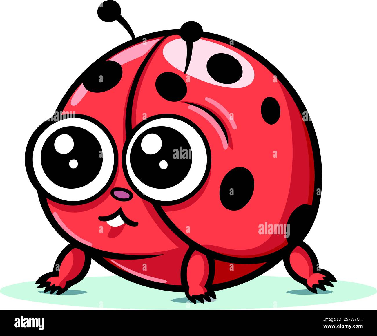 Cute cartoon ladybug with big eyes. Vector illustration isolated on ...