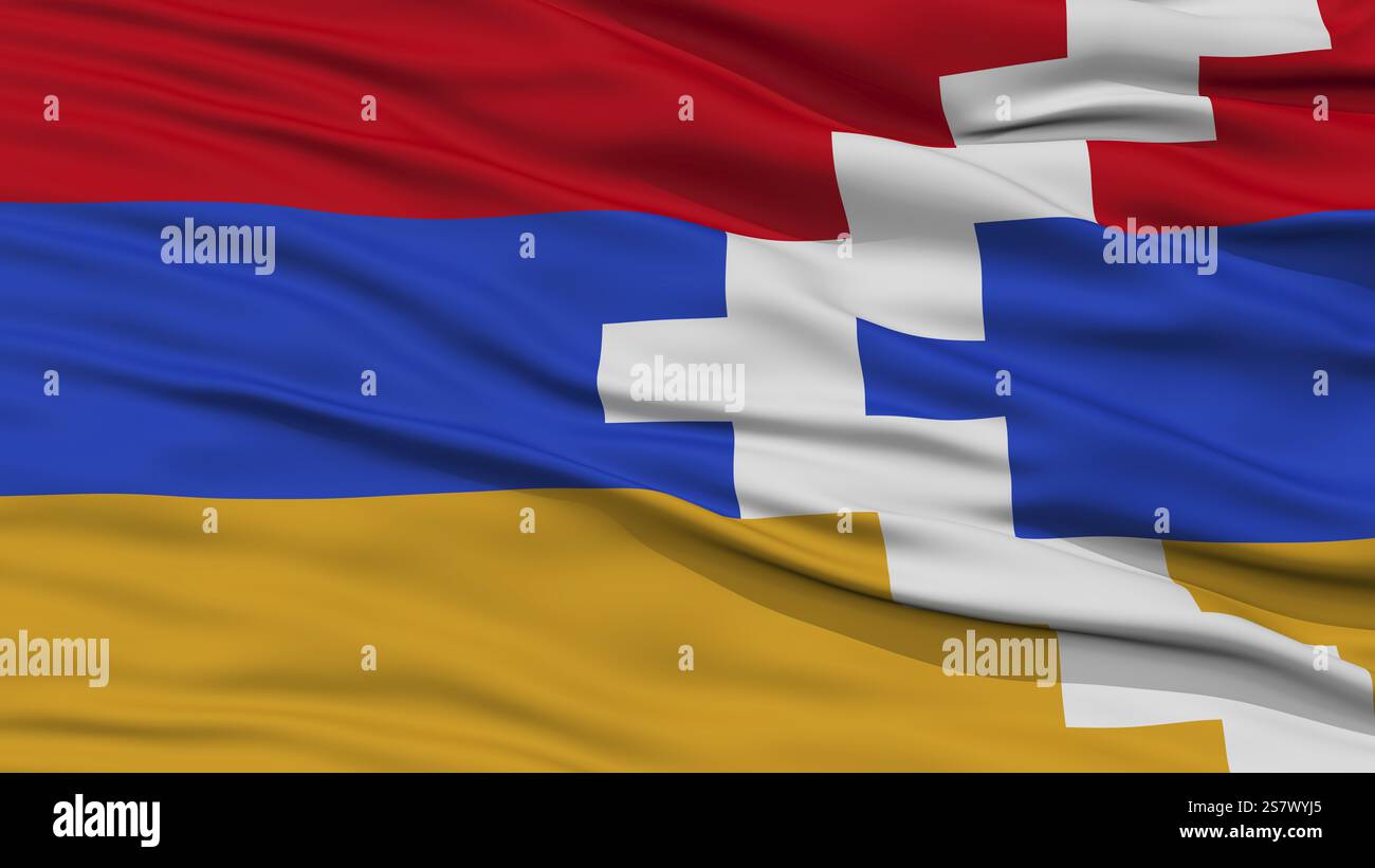 Closeup Nagorno Karabakh Flag, Waving in the Wind, High Resolution ...