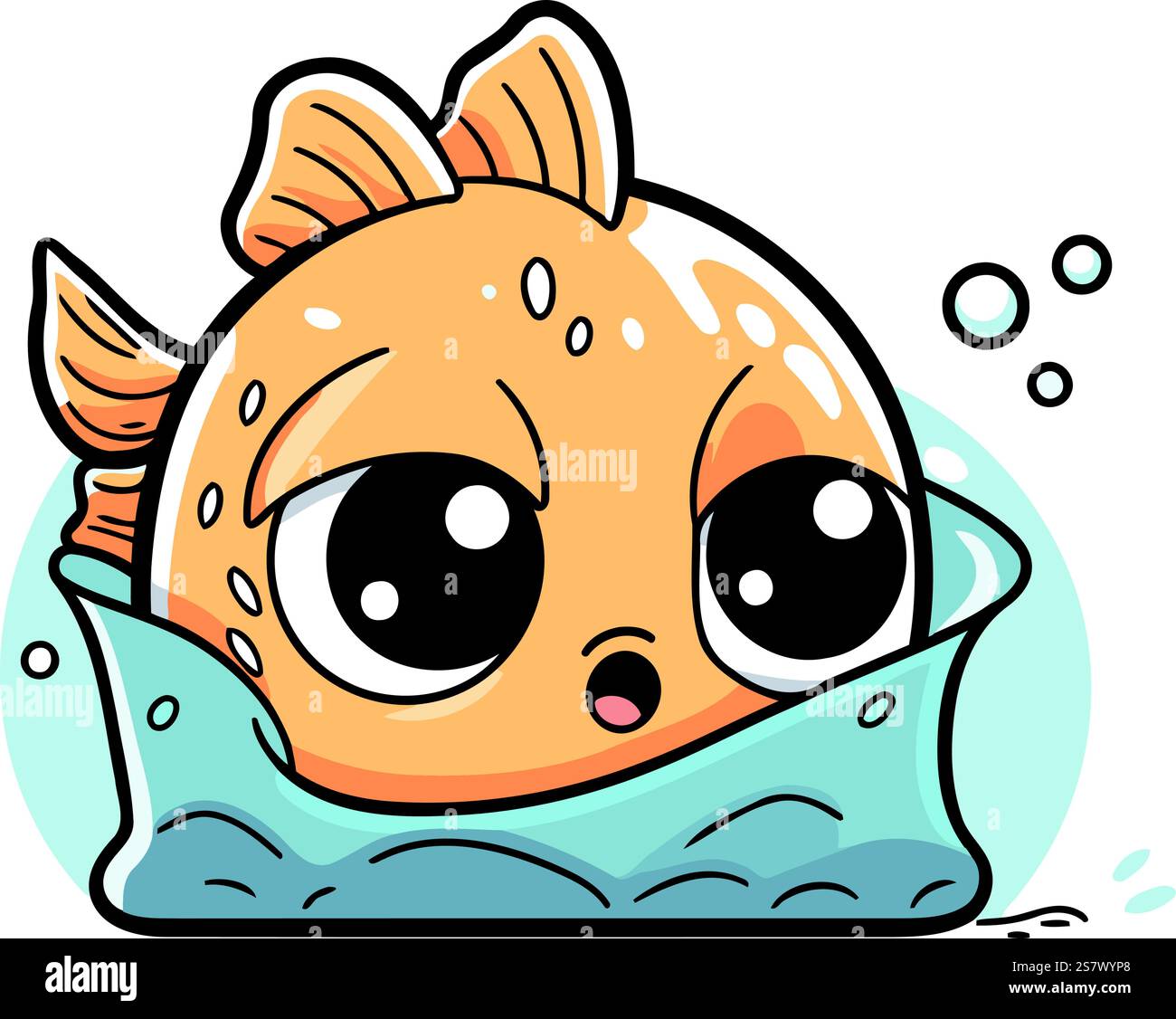 Cute cartoon puffer fish with eyes and mouth. Vector illustration Stock ...