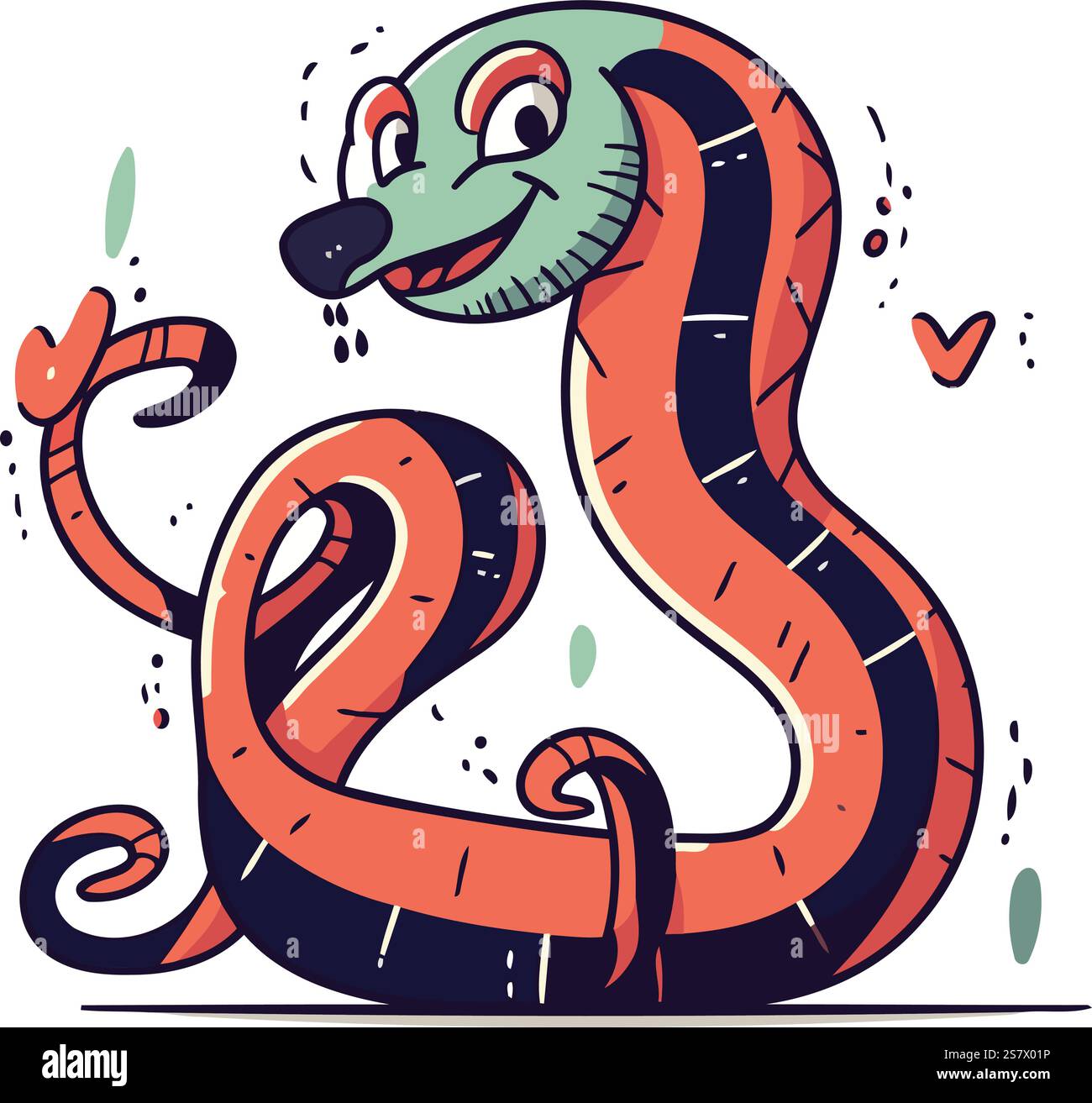 Cute cartoon snake character. Vector illustration in doodle style Stock ...