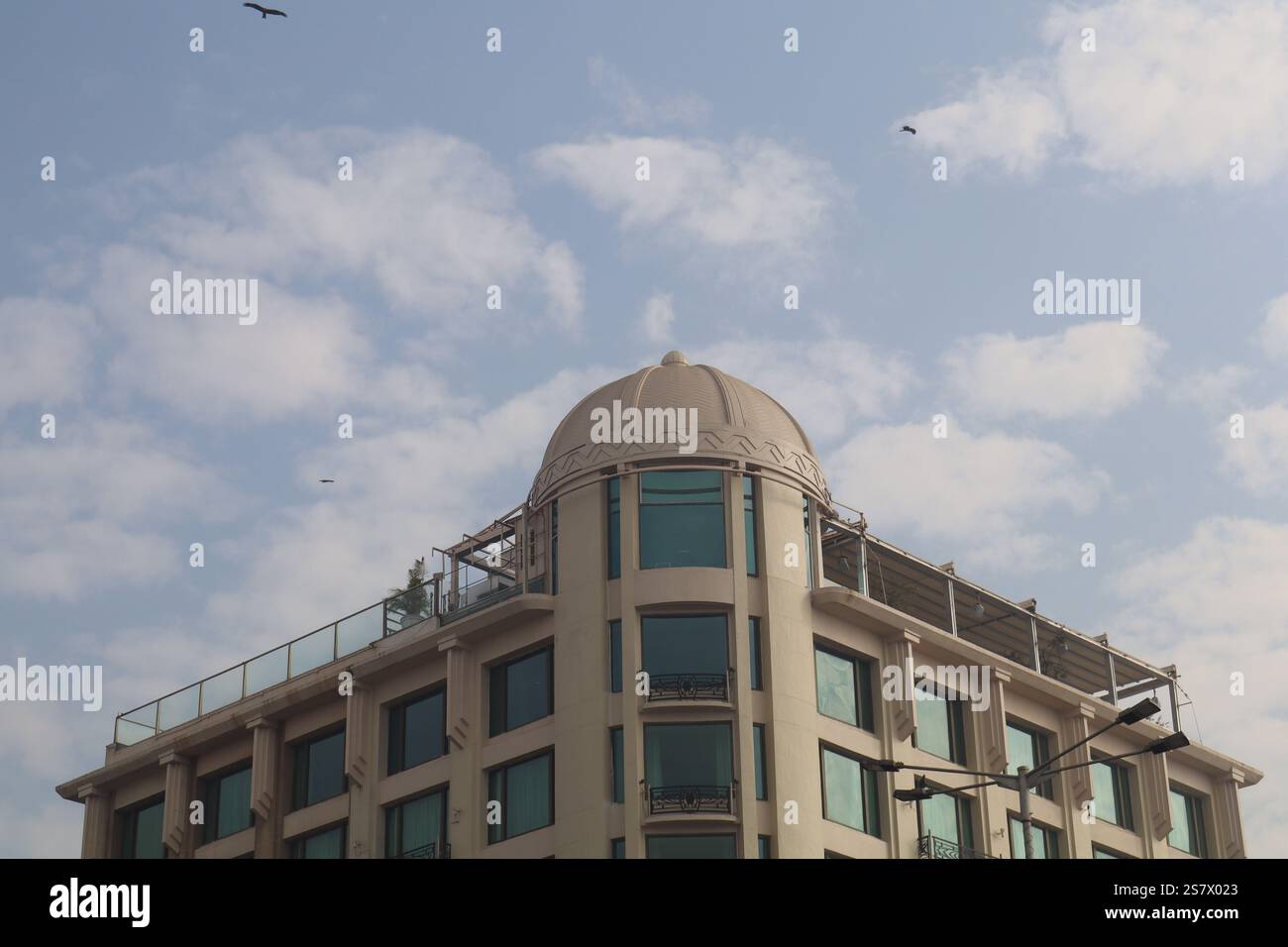 Stunning architectural design of a dome-shaped building, under bright ...