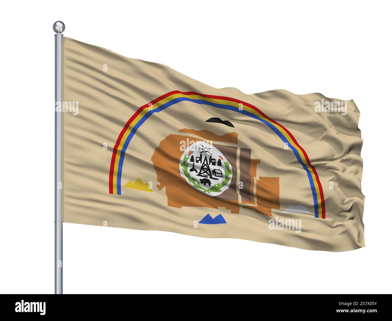 Navajo Indian Flag On Flagpole, Isolated On White Background Stock ...