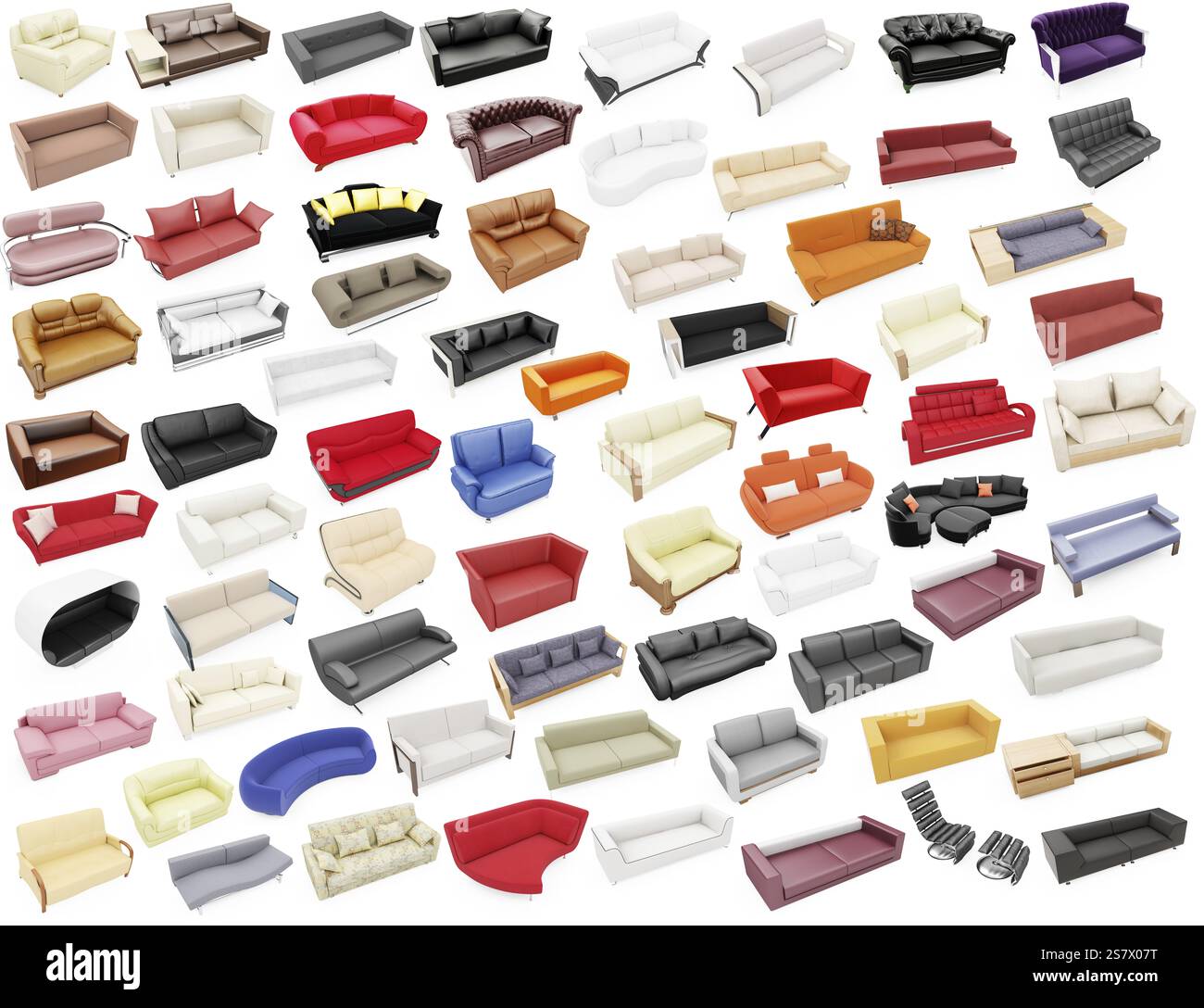 Isolated collage of sofa over white background Stock Photo - Alamy