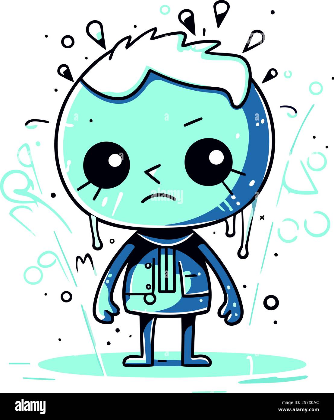 Crying cartoon boy with tears on his face. Vector illustration Stock ...