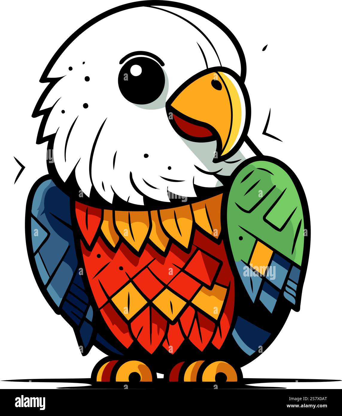 Vector illustration of a cute cartoon bald eagle. Isolated on white ...