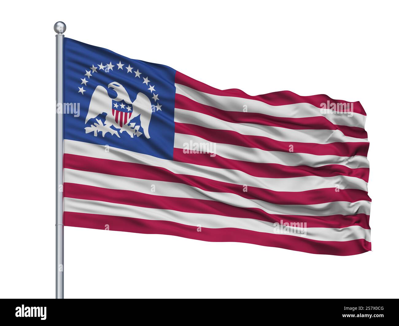 Us 13 Star Peace Indian Flag On Flagpole, Isolated On White Background ...