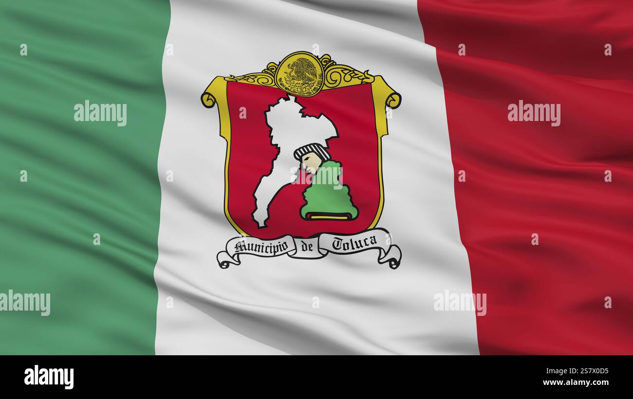 Toluca City Flag, Country Mexico, Closeup View, 3D Rendering Stock ...