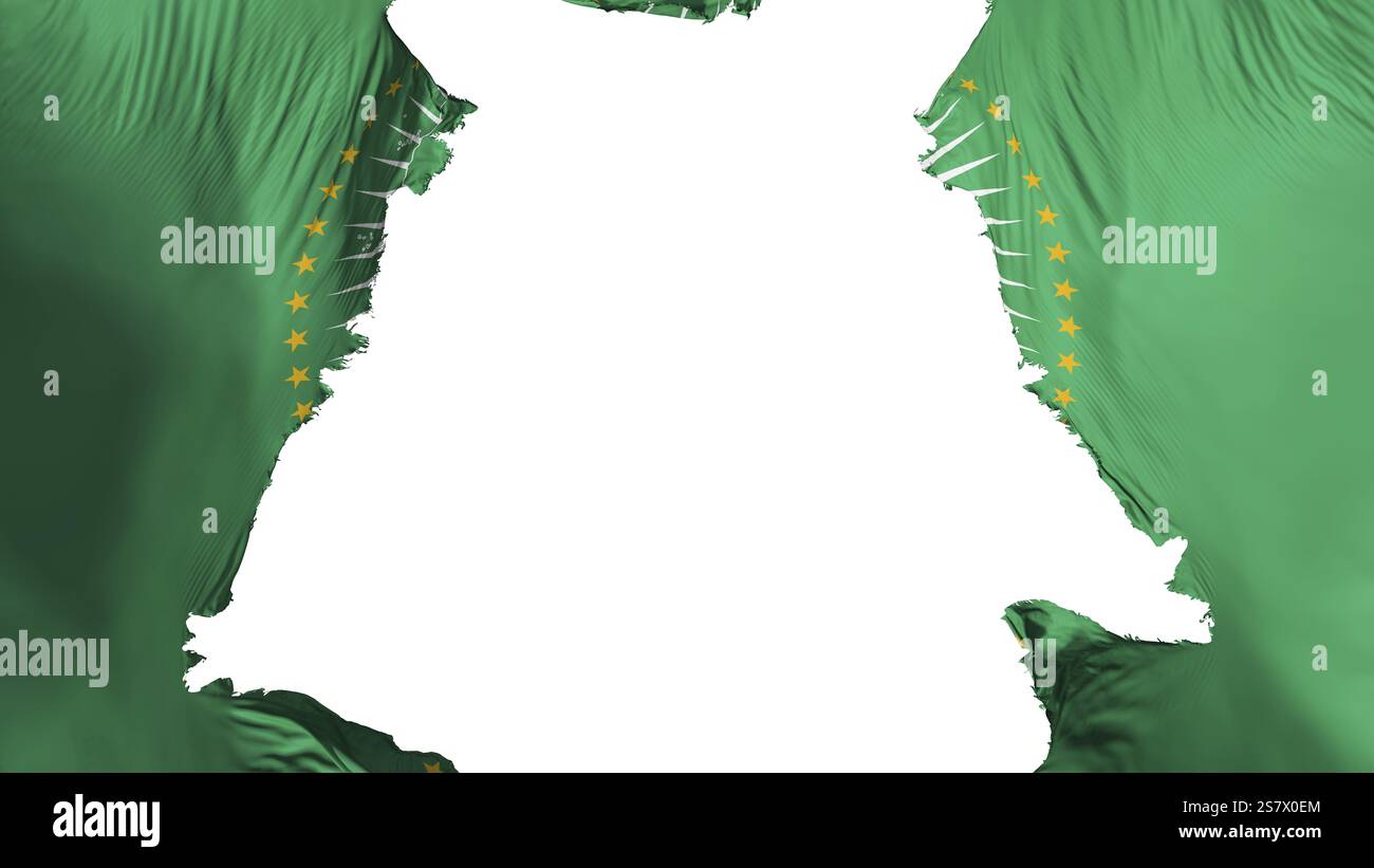 African Union flag ripped apart, white background, 3d rendering Stock ...