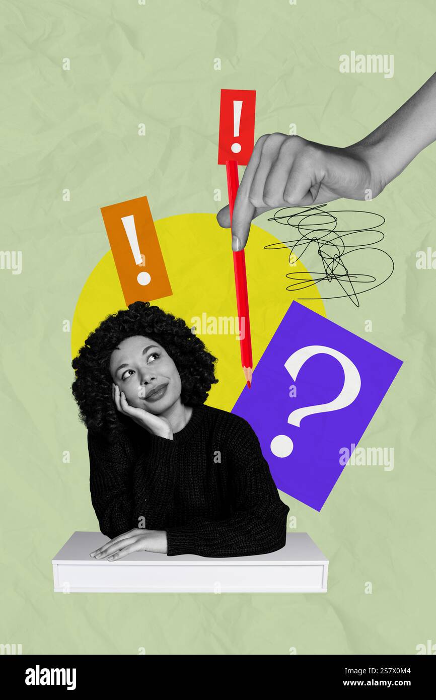 3D collage poster template artwork sketch of solution mind decision ...