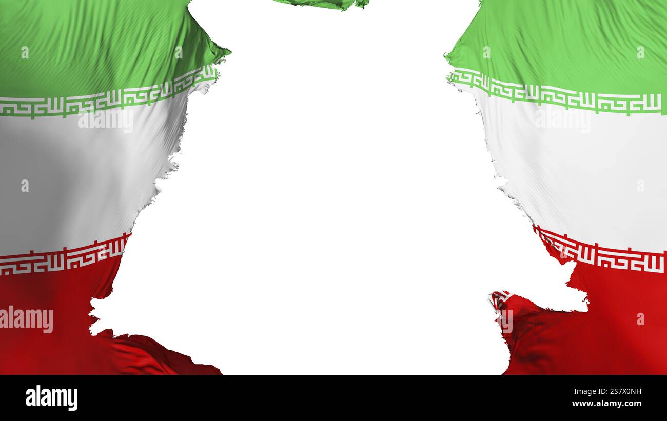 Iran flag ripped apart, white background, 3d rendering Stock Photo - Alamy