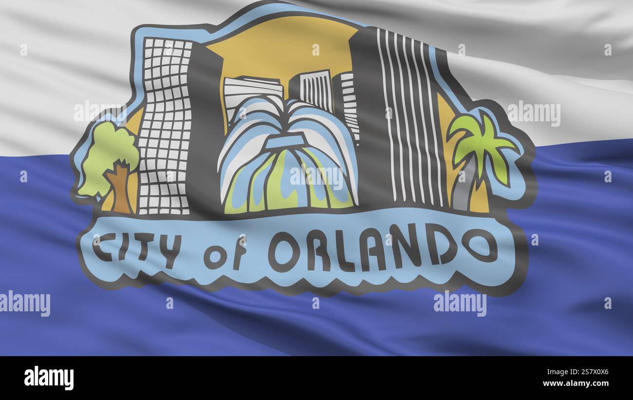 Orlando Florida City Flag, Country Usa, Closeup View, 3D Rendering ...