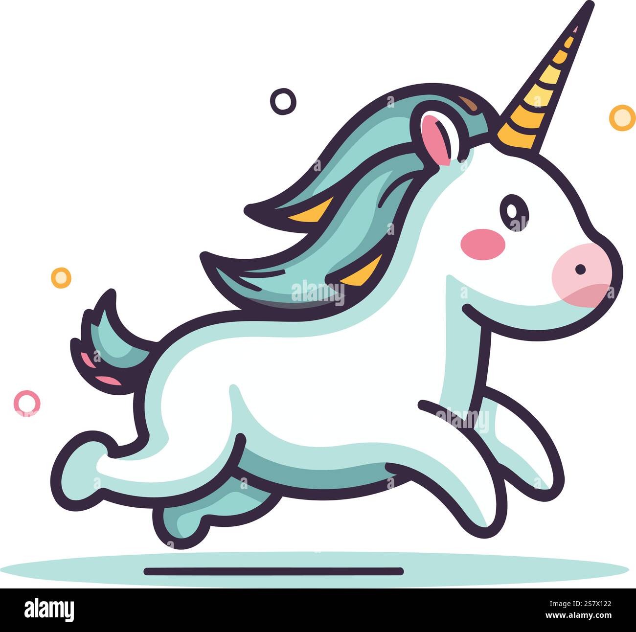 Unicorn running on white background. Vector illustration in cartoon ...