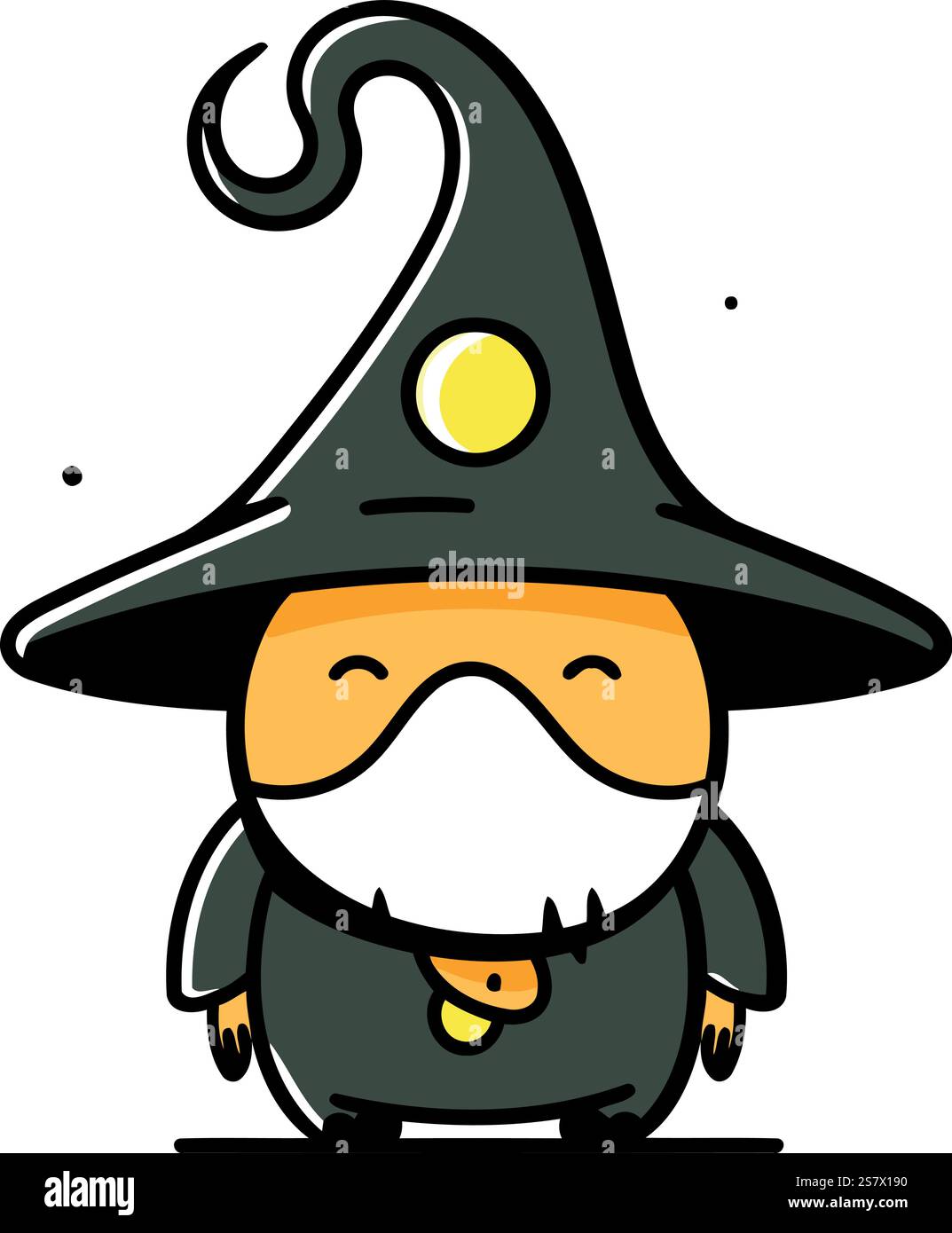 Cute Wizard Wearing Witch Costume Vector Illustration. Cartoon Wizard ...