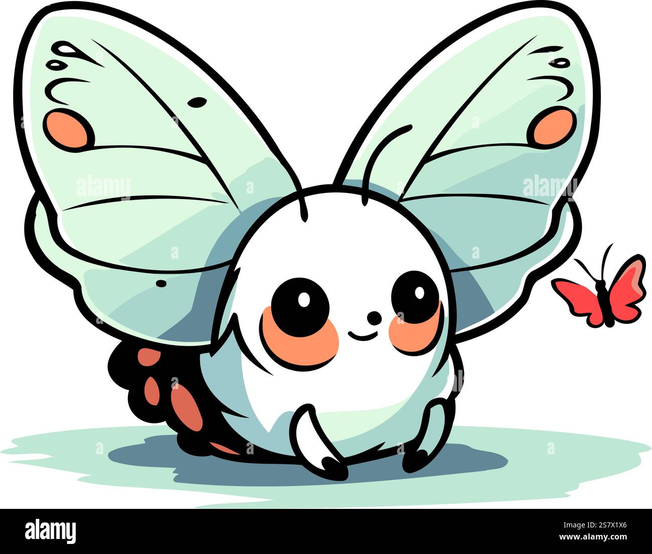 Butterfly with butterfly. Cute cartoon character. Vector illustration ...