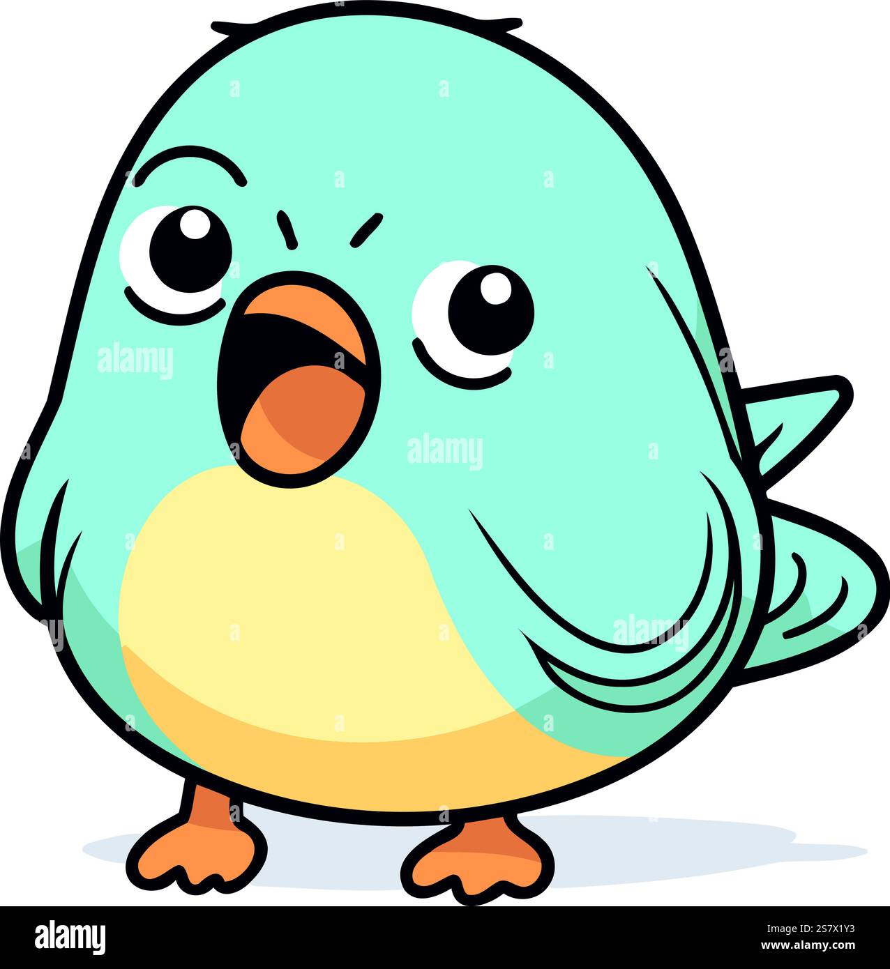 Cute cartoon blue bird. Colorful vector illustration in cartoon style ...