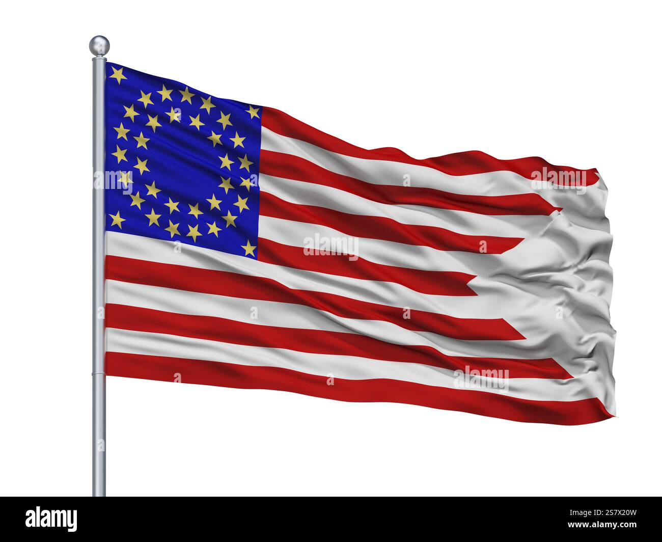 Us Cav 35 Flag On Flagpole, Isolated On White Background Stock Photo ...
