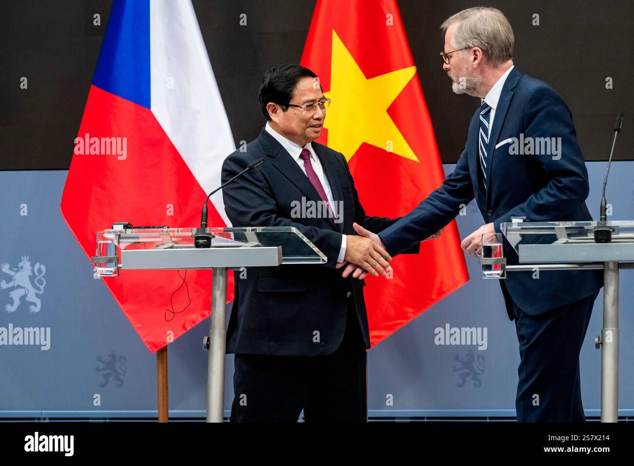 Prague, Czech Republic. 20th Jan, 2025. From right Czech Prime Minister ...