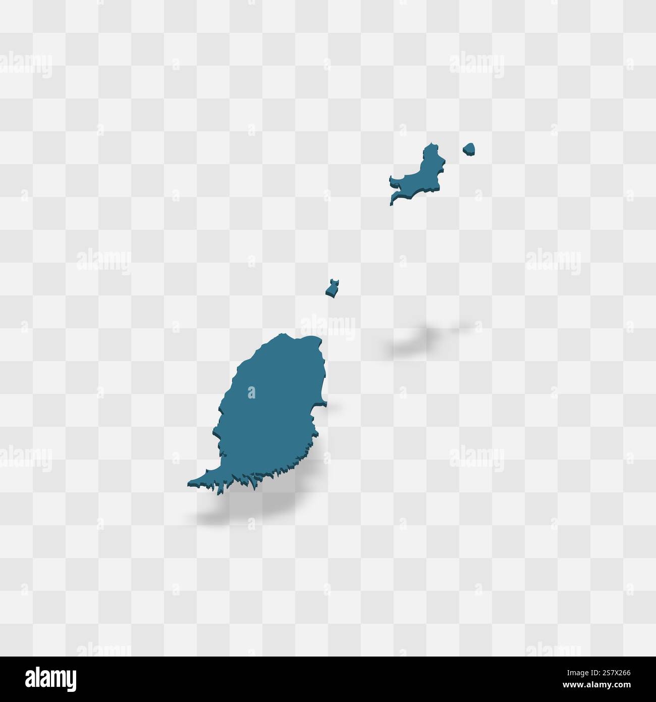 Grenada high detailed vector representation of country silhouette. 3D ...