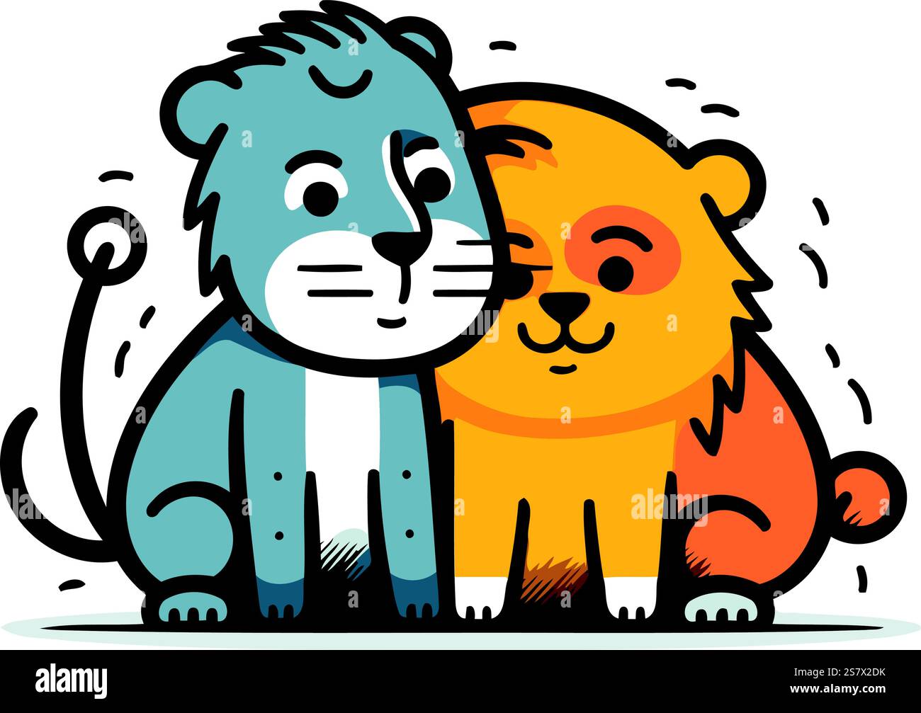 Lion and lioness. Cute cartoon animal character. Vector illustration ...