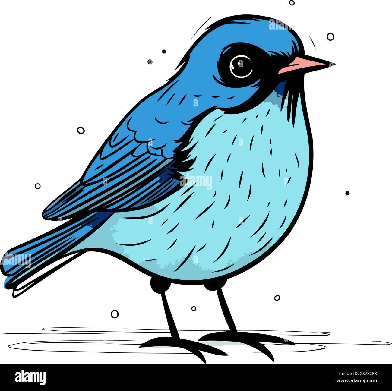 Blue bird isolated on white background. Hand drawn vector illustration ...
