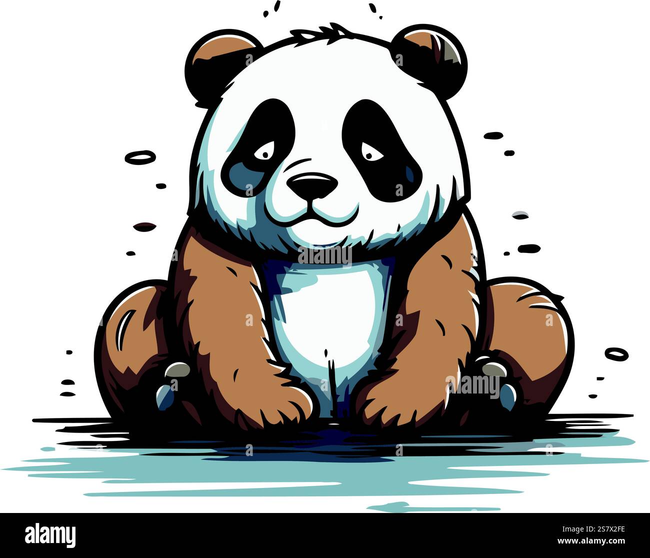 Illustration of a cute panda sitting in water. Vector illustration ...