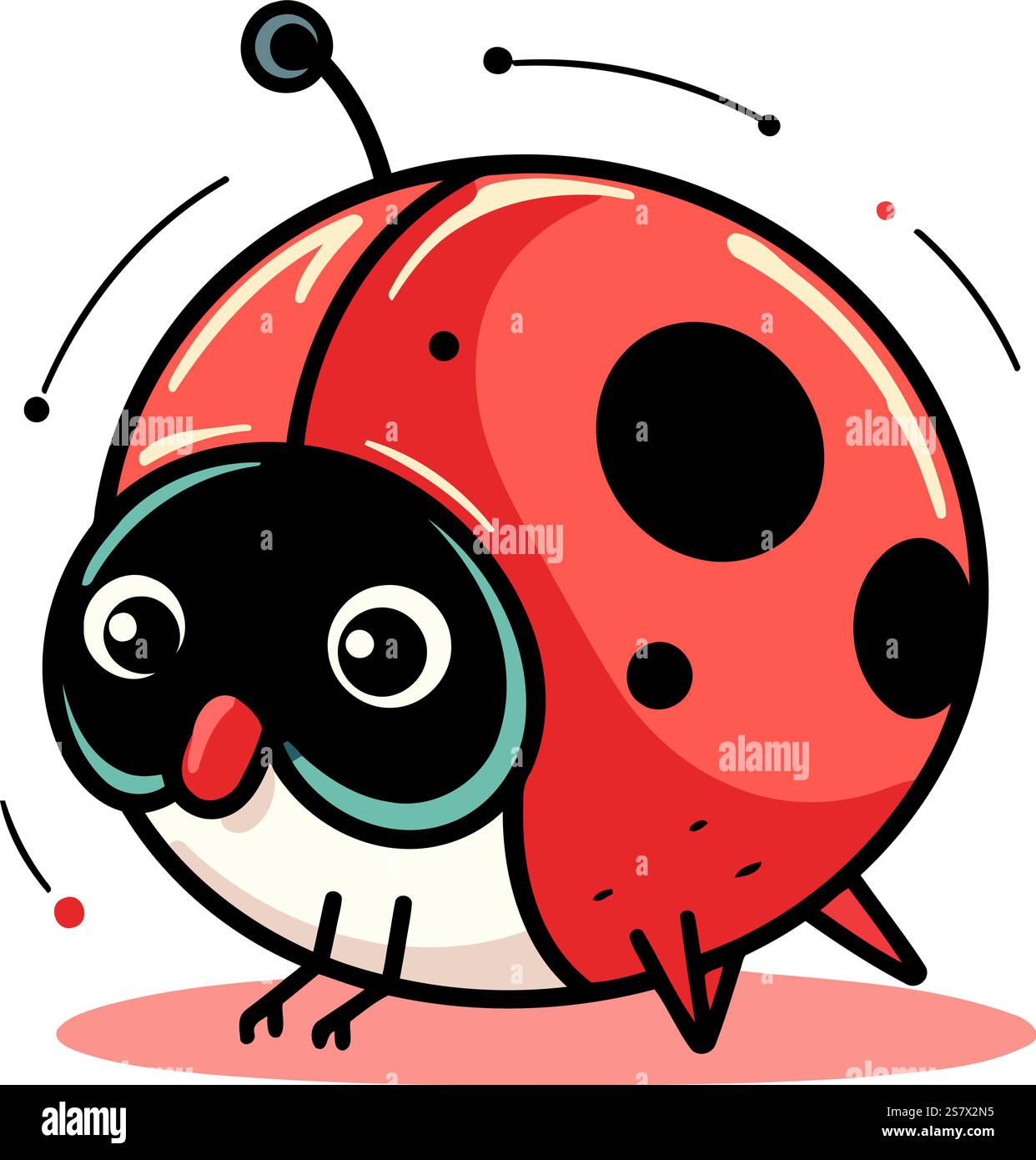 Cute ladybug cartoon character isolated on white background. Vector ...