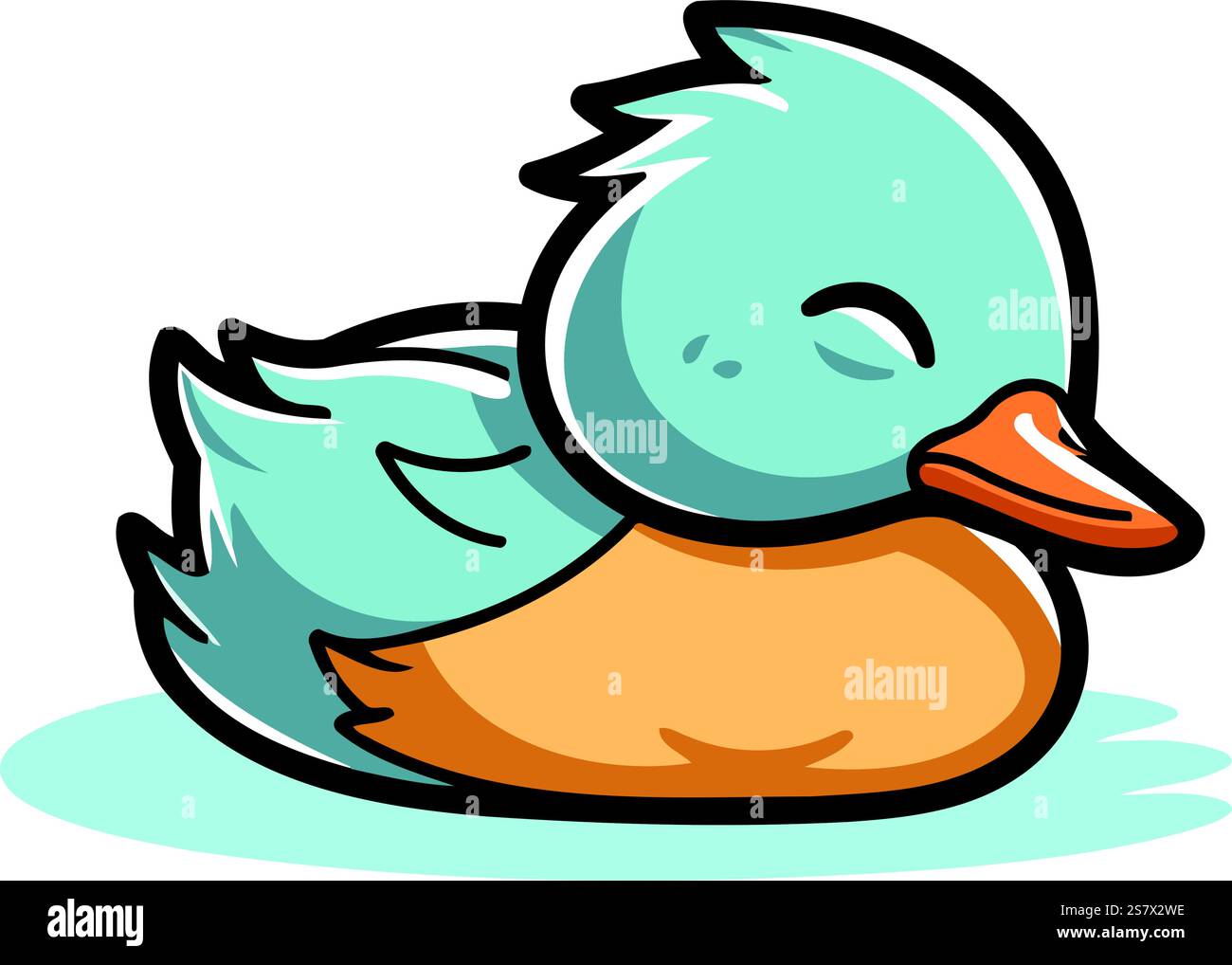 Cute cartoon duckling. Vector illustration isolated on white background ...