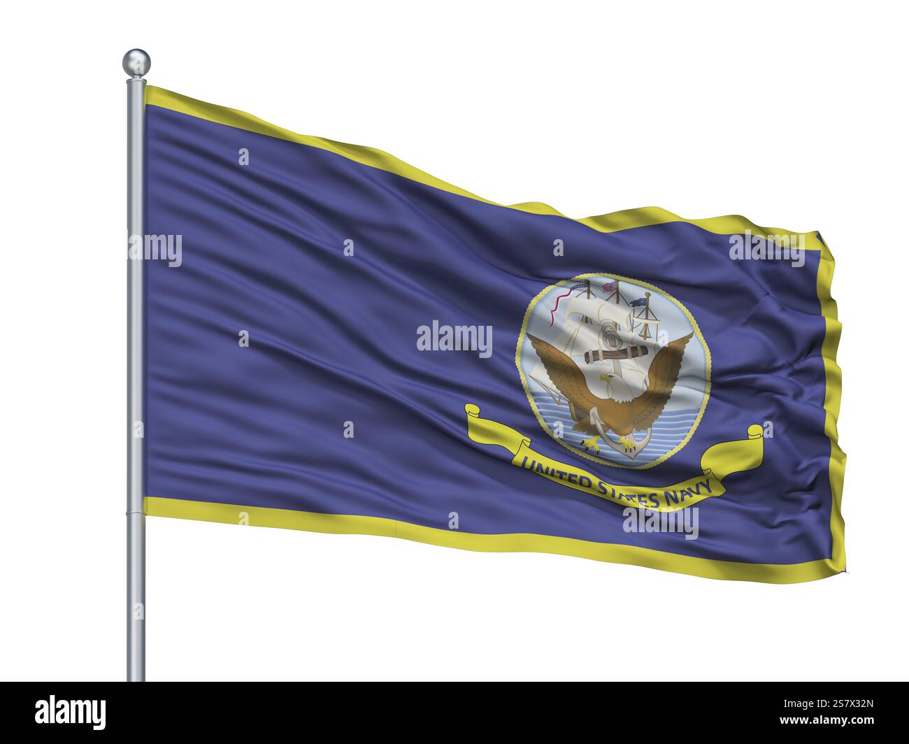United States Navy Official Specifications Flag On Flagpole, Isolated ...