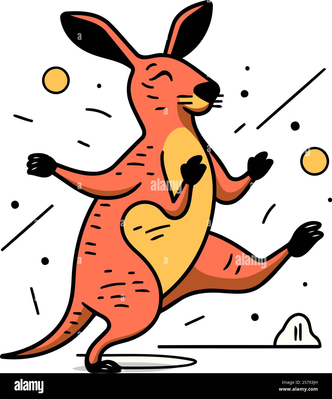 Kangaroo jumping in the air. Vector illustration in cartoon style Stock ...
